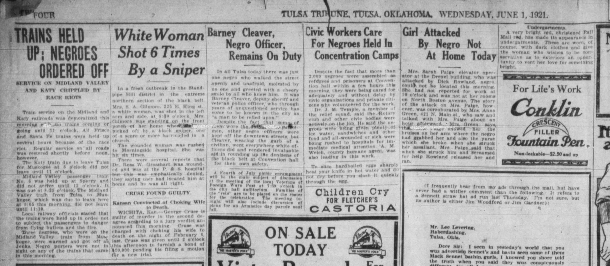 Tulsa Race Massacre from the Tulsa Tribune, June 1-9, 1921 ...