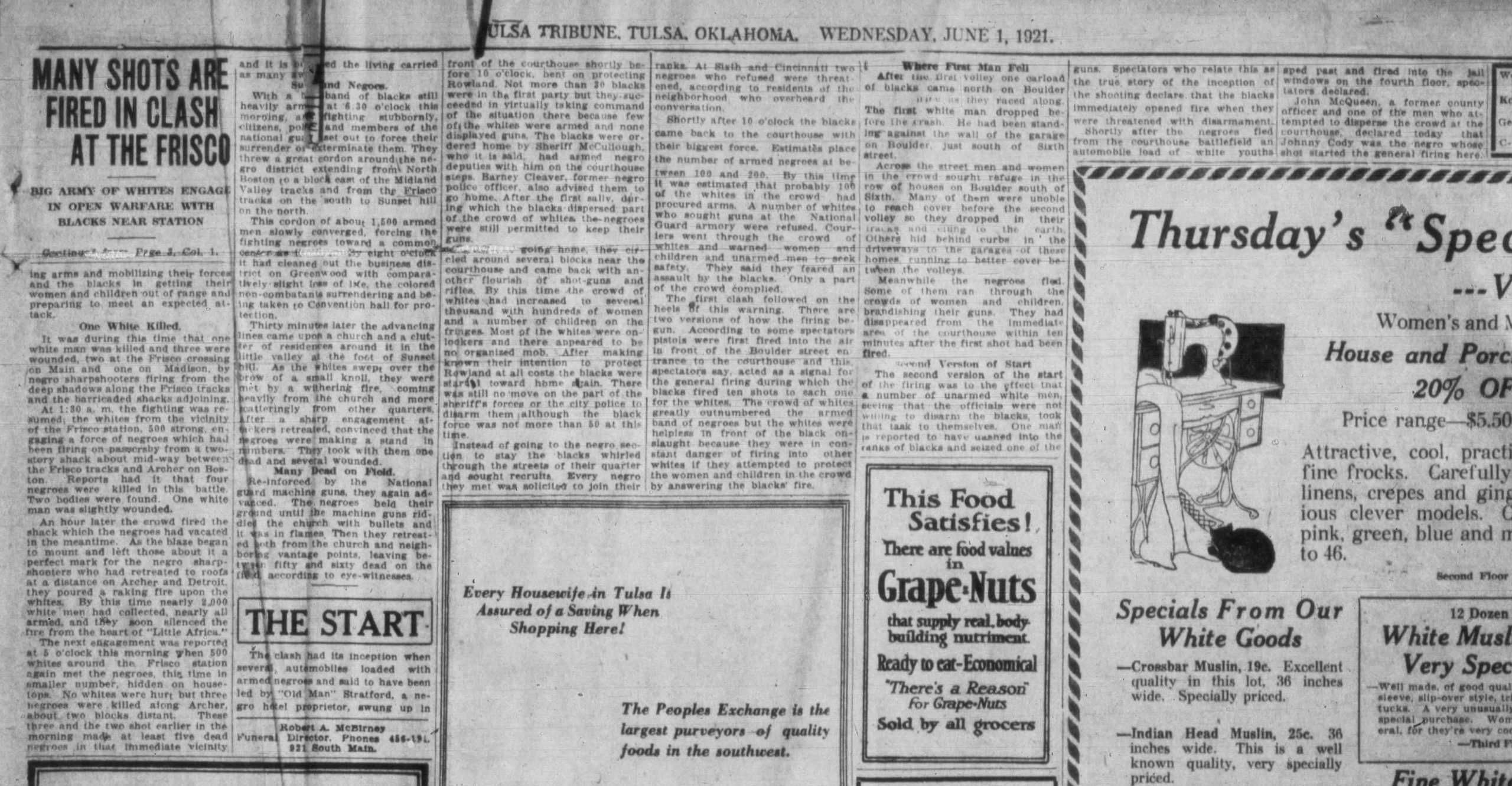 Tulsa Race Massacre from the Tulsa Tribune, June 1-9, 1921 ...