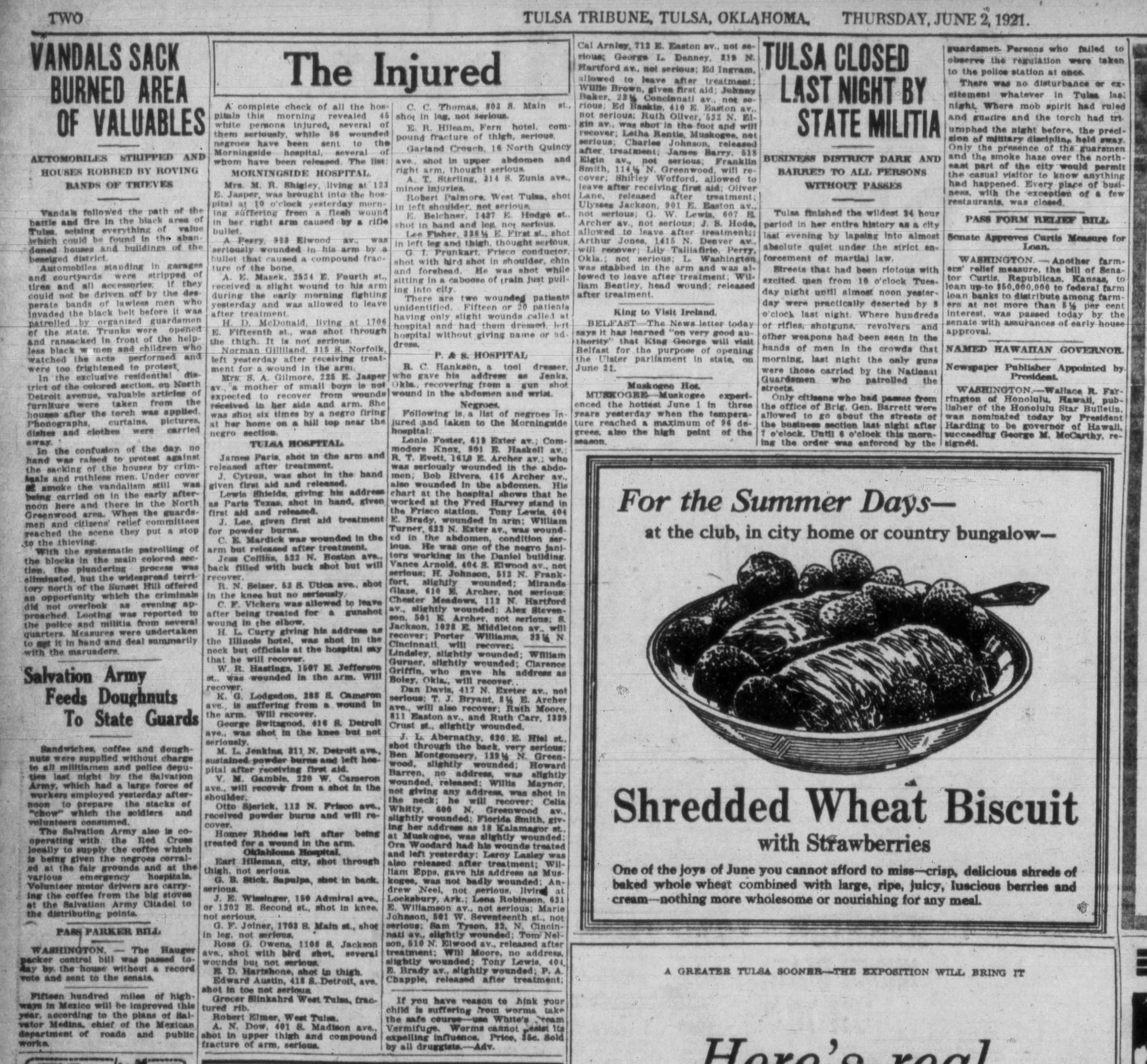 Tulsa Race Massacre from the Tulsa Tribune, June 1-9, 1921 ...