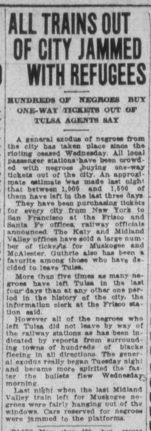 Tulsa Race Massacre from the Tulsa Tribune, June 1-9, 1921 ...