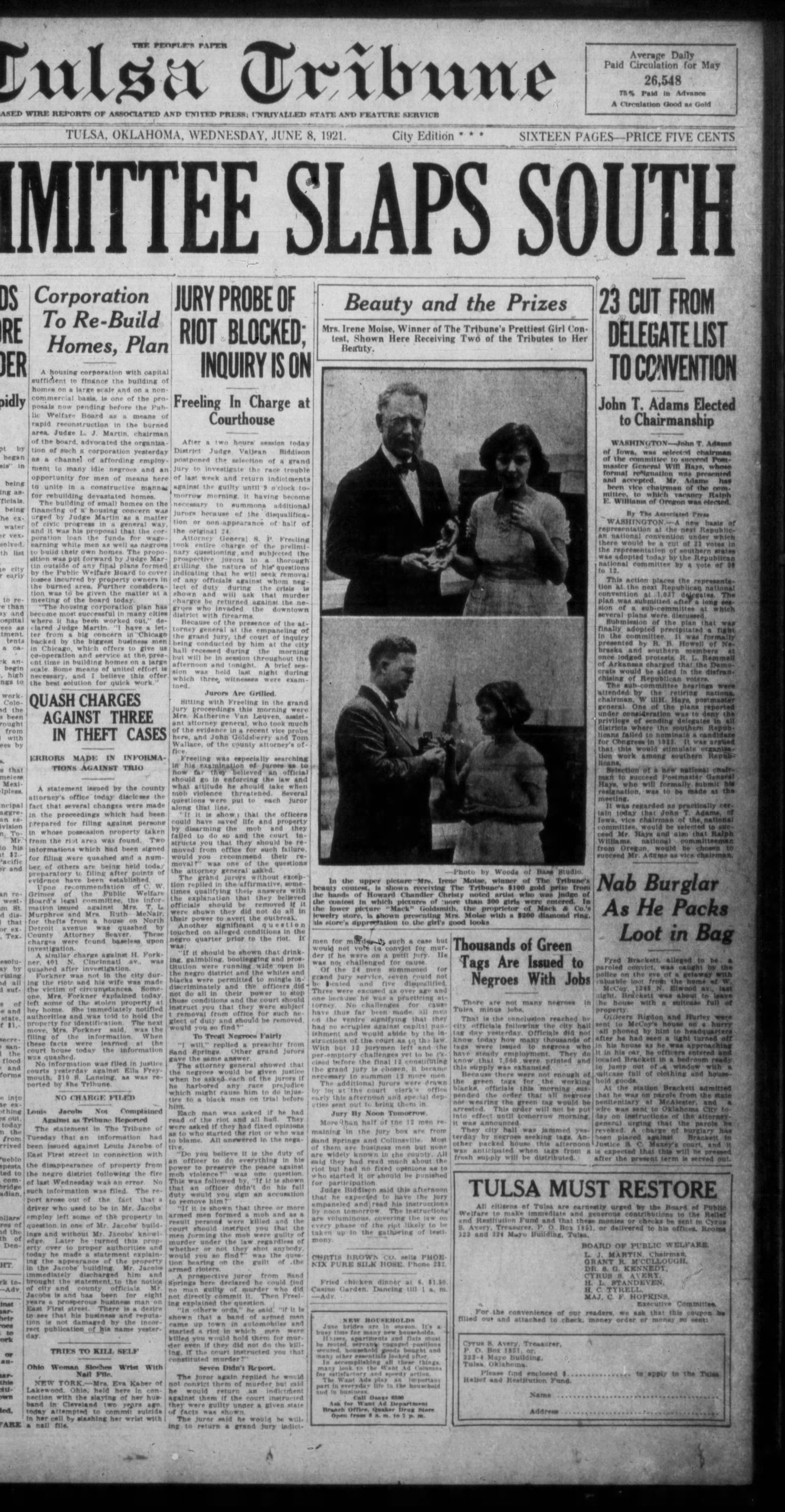 Tulsa Race Massacre from the Tulsa Tribune, June 1-9, 1921 ...